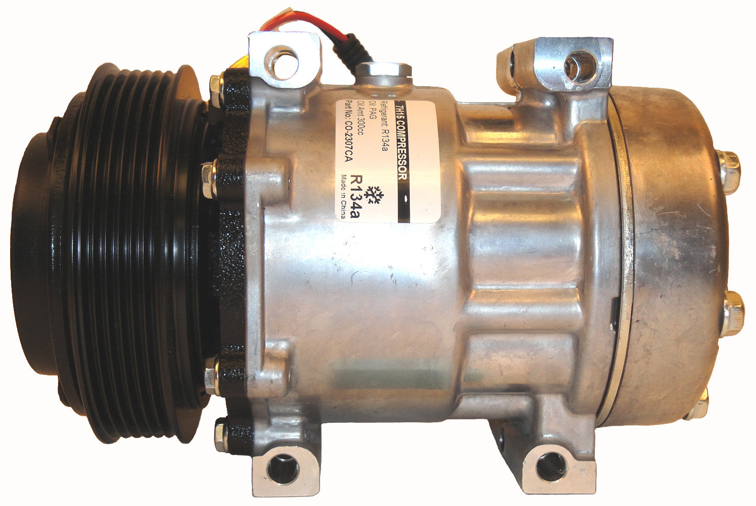 New Sanden Style 4080 SD7H15 New AC Compressor with Clutch - Cold Hose